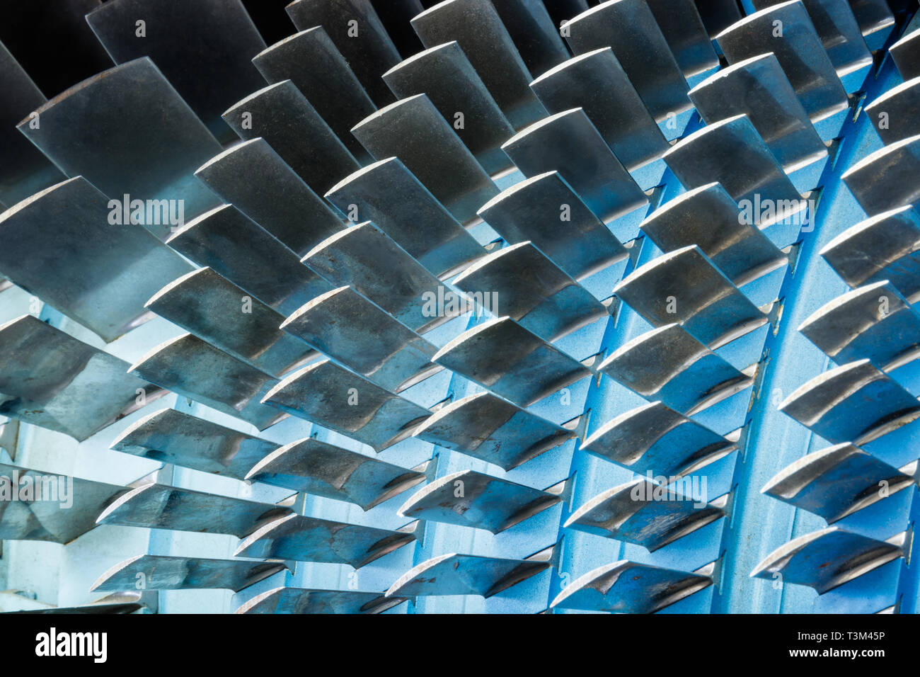 Air compressor turbine blades of an airplane turbojet jet engine. (DEEP ...