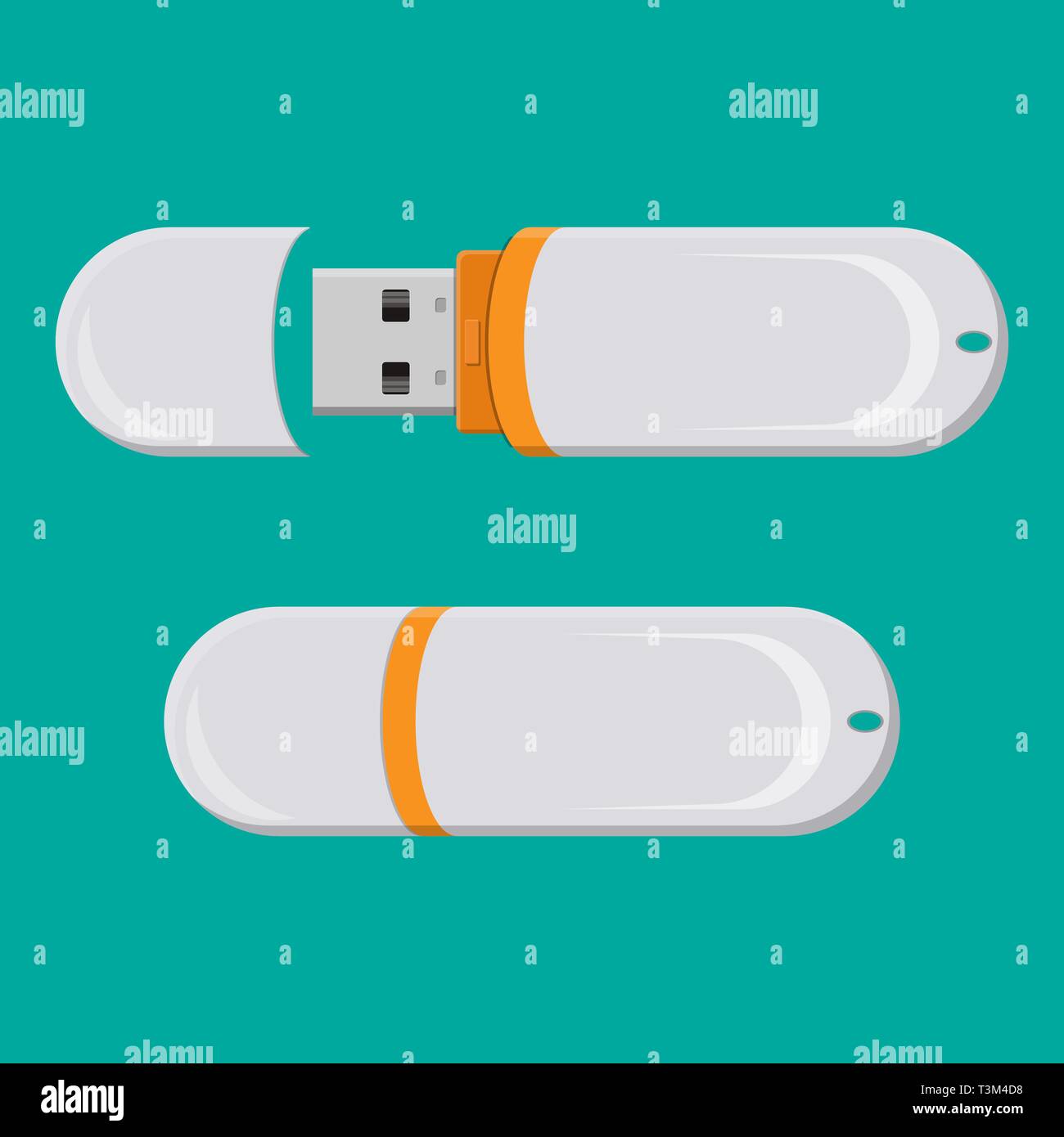 USB PC flash drive isolated on white. Memory computer device. Solid ...