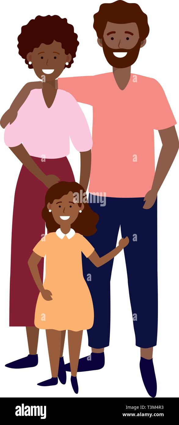 couple with child avatar cartoon character vector illustration graphic ...