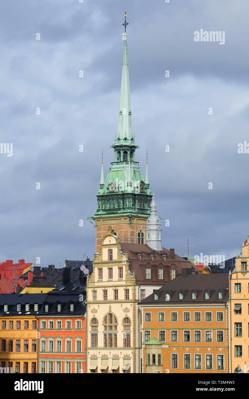 View of the spire of the German Lutheran Church (Church of St. Gertrude ...