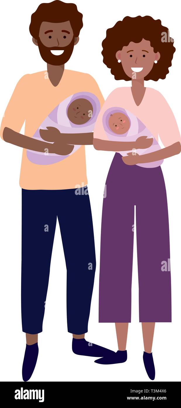 couple carrying babys avatar cartoon character vector illustration ...