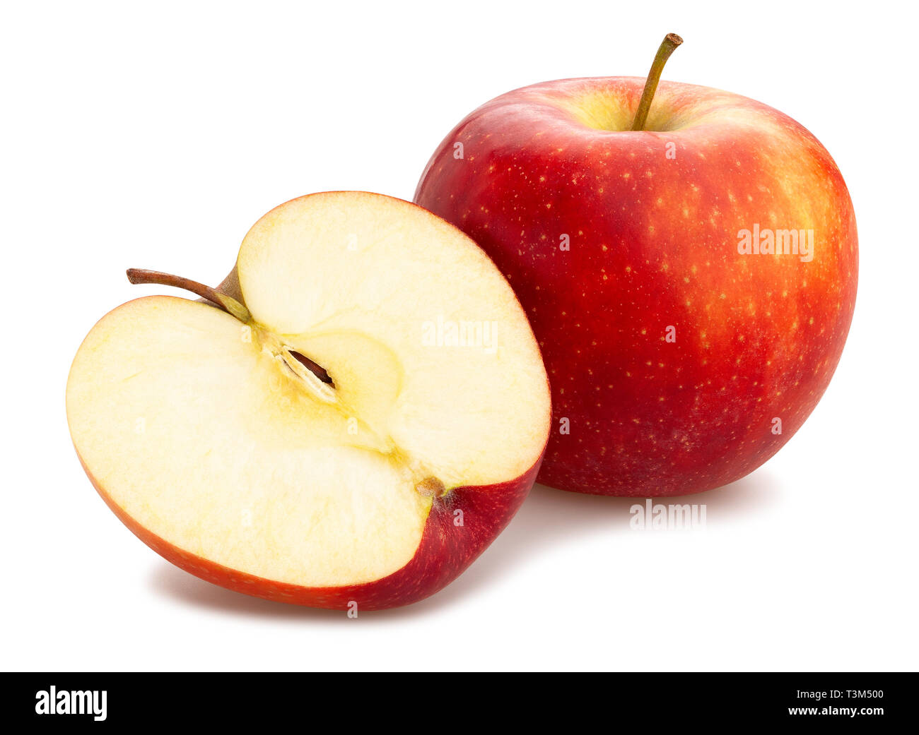 sliced red apples path isolated Stock Photo - Alamy