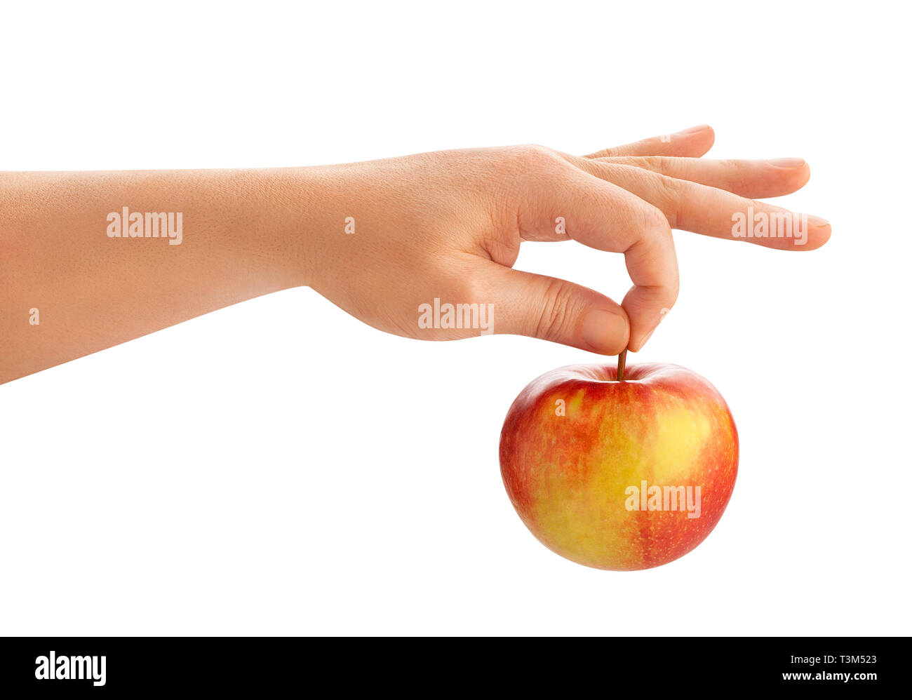 apple in hand path isolated Stock Photo - Alamy