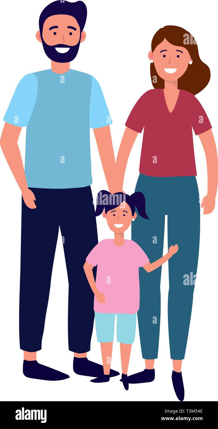 couple with child avatar cartoon character vector illustration graphic ...