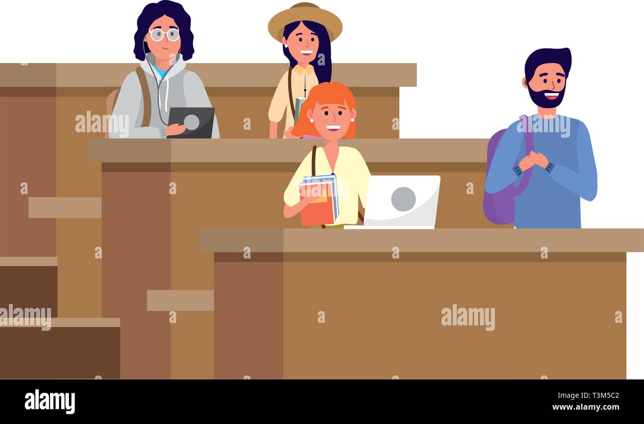 education university college students cartoon vector illustration ...