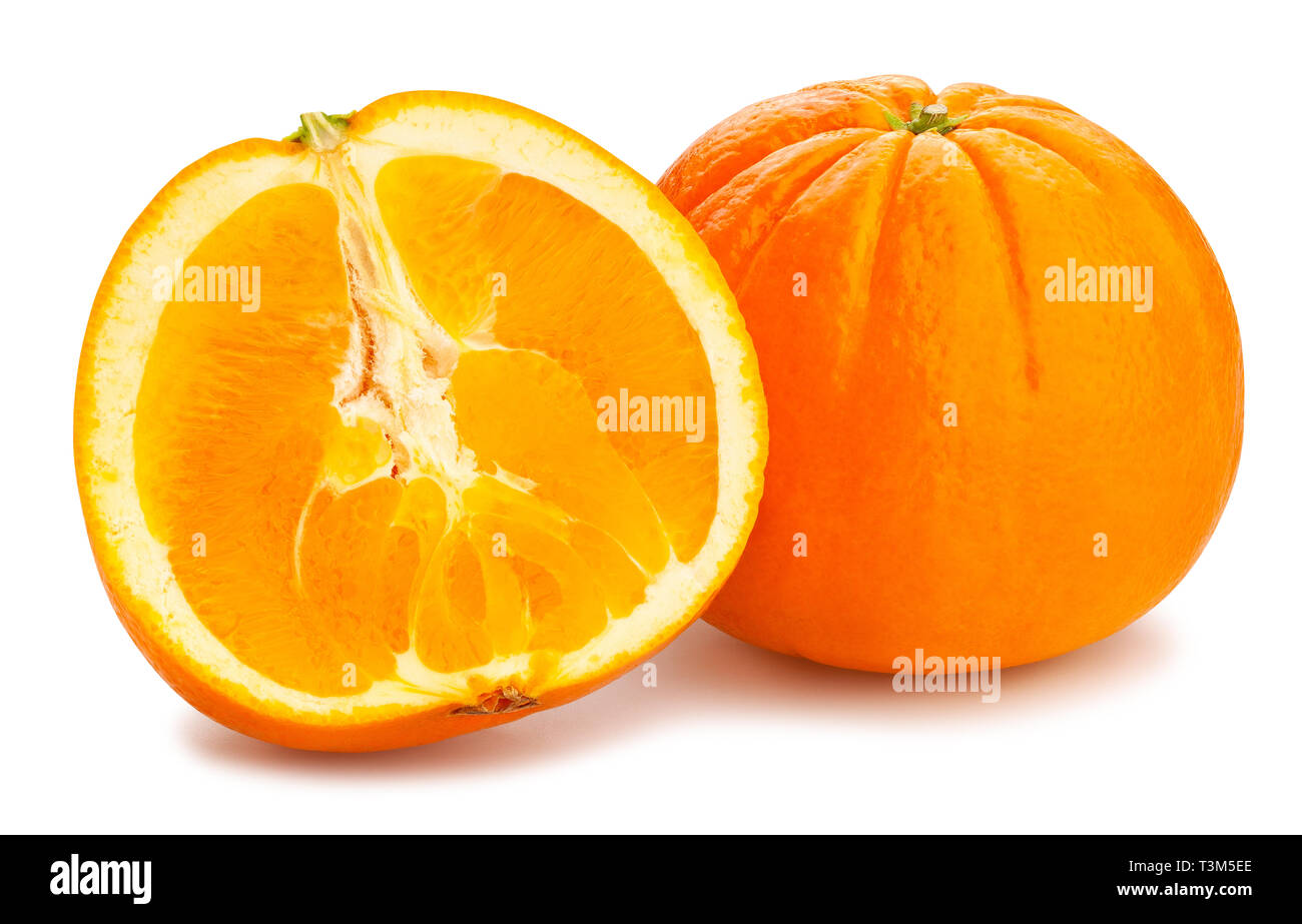 sliced orange fruit path isolated Stock Photo - Alamy