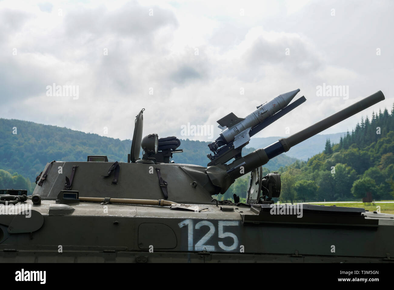 Rocket on infantry fighting vehicle BMP-1.Kalinov, Slovakia, Europe ...