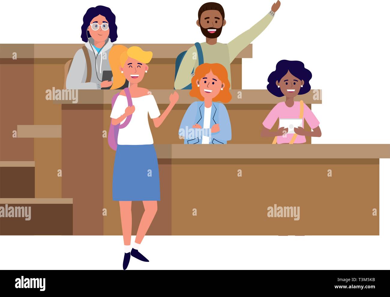 education university college students cartoon vector illustration ...