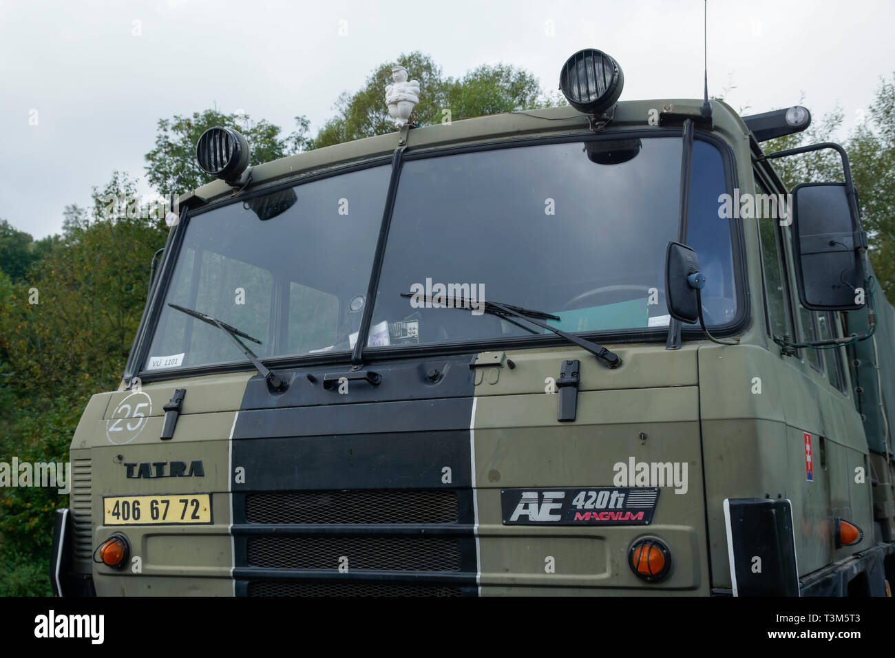 The front of the Tatra T815 heavy utility 8x8 truck. Kalinov, Slovakia ...