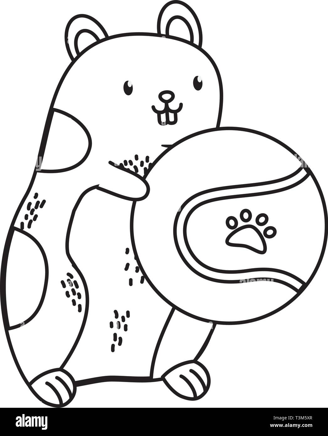 cute funny pet hamster with ball cartoon vector illustration graphic ...