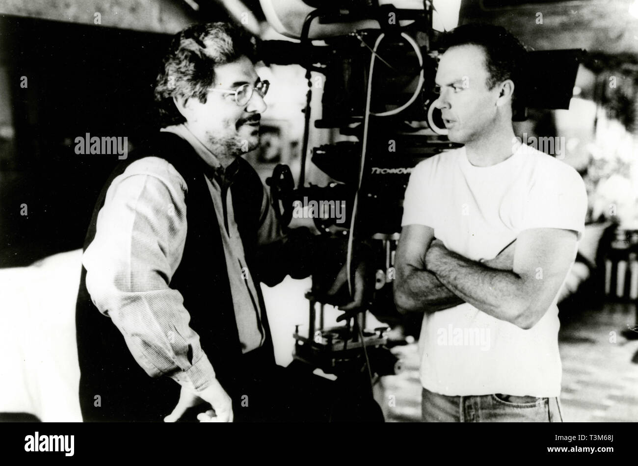 Movie director Harold Ramis and Michael Keaton on the set of the movie ...