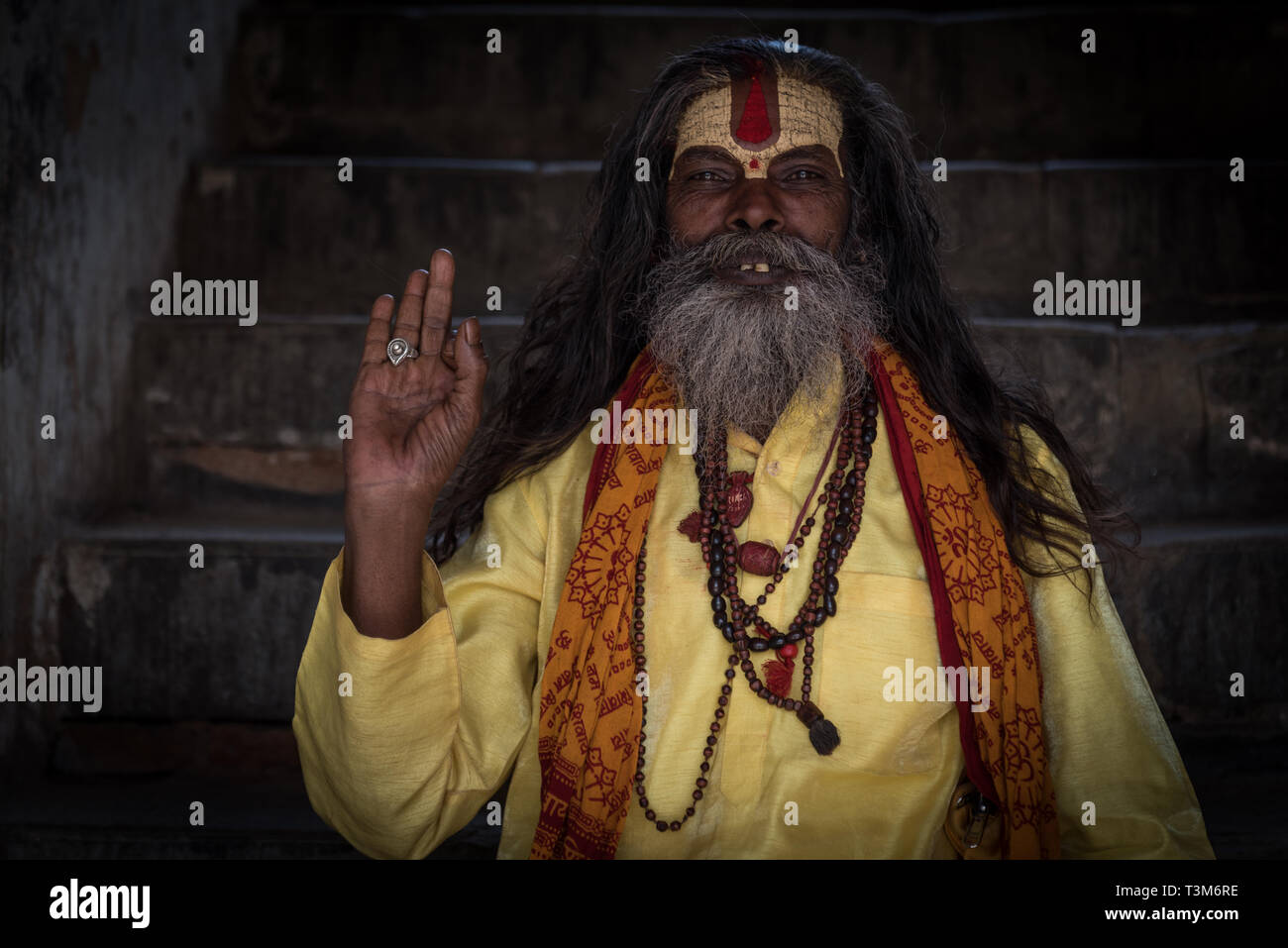 A sadhu standing by some steps at pashupatinath temple, Nepal Stock ...