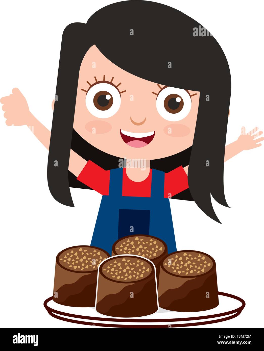 cute girl with chocolate candies Stock Vector Image & Art - Alamy