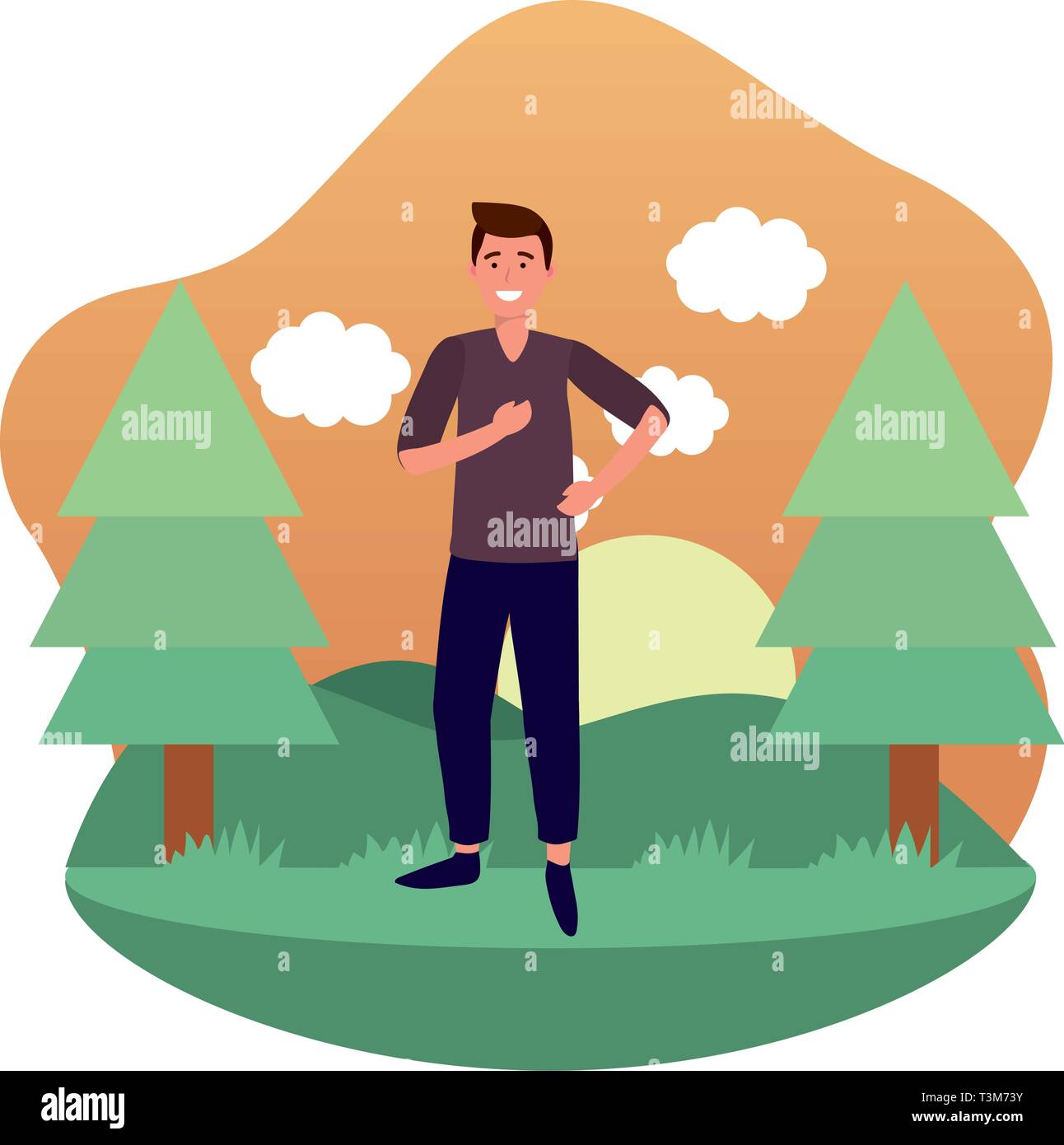 man avatar cartoon character outdoor rural landscape vector ...