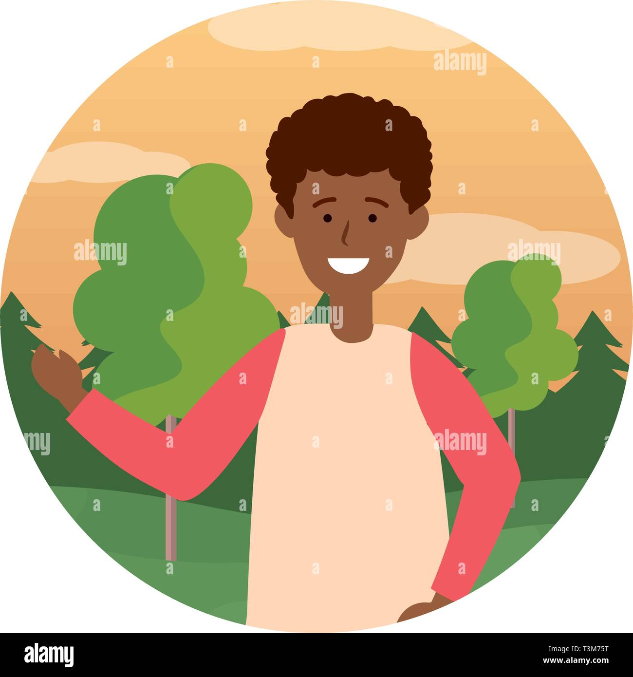 child boy portrait avatar cartoon character outdoor rural landscape ...