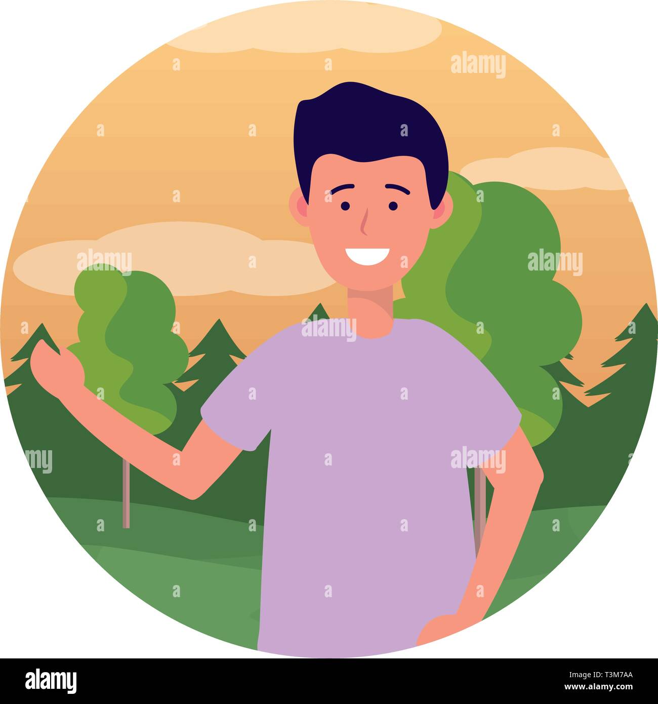 child boy portrait avatar cartoon character outdoor rural landscape ...