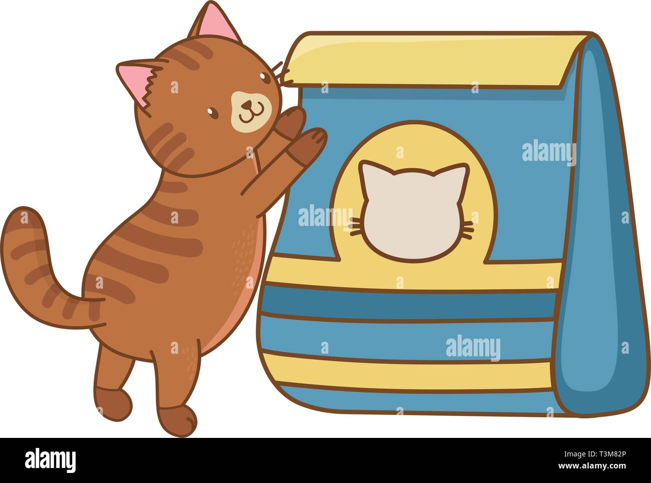 cute funny pet cat with food cartoon vector illustration graphic design ...