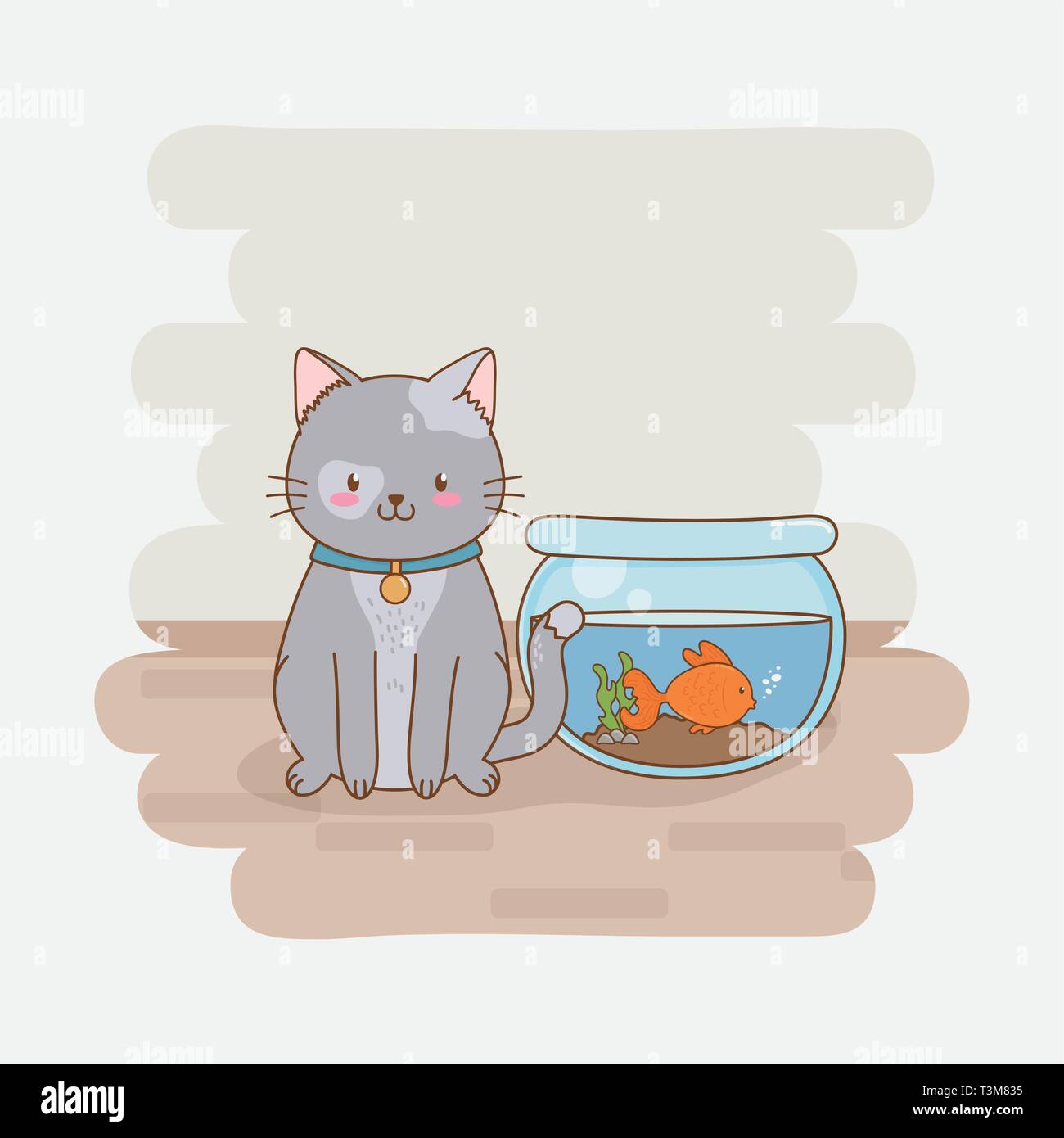 cute little kitty mascot character vector illustration design Stock ...