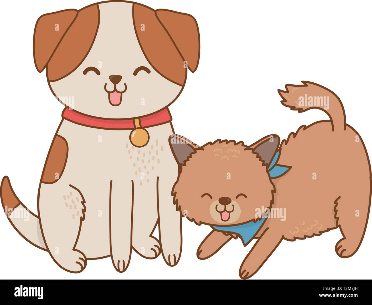 cute funny pets dog and cat cartoon vector illustration graphic design ...