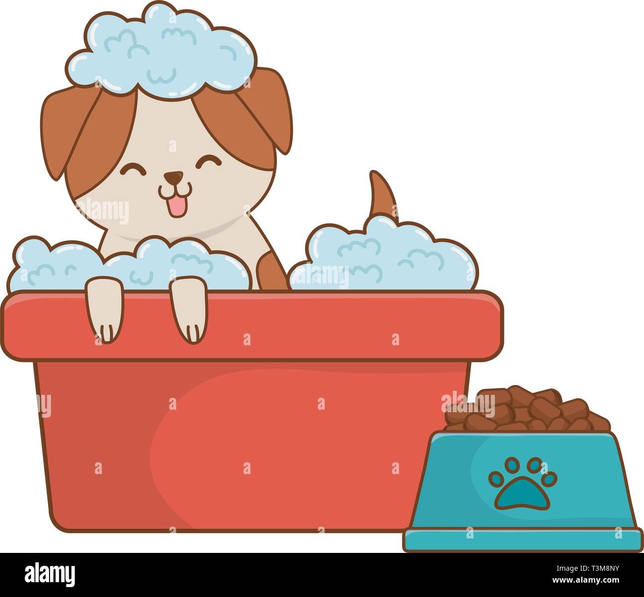 cute funny pet dog taking shower cartoon vector illustration graphic ...