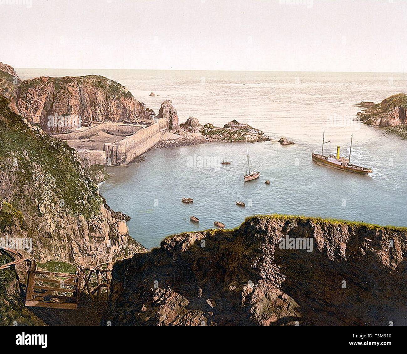 Creux Harbour, Sark, Channel Islands. Between 1890 & 1910 Stock Photo ...