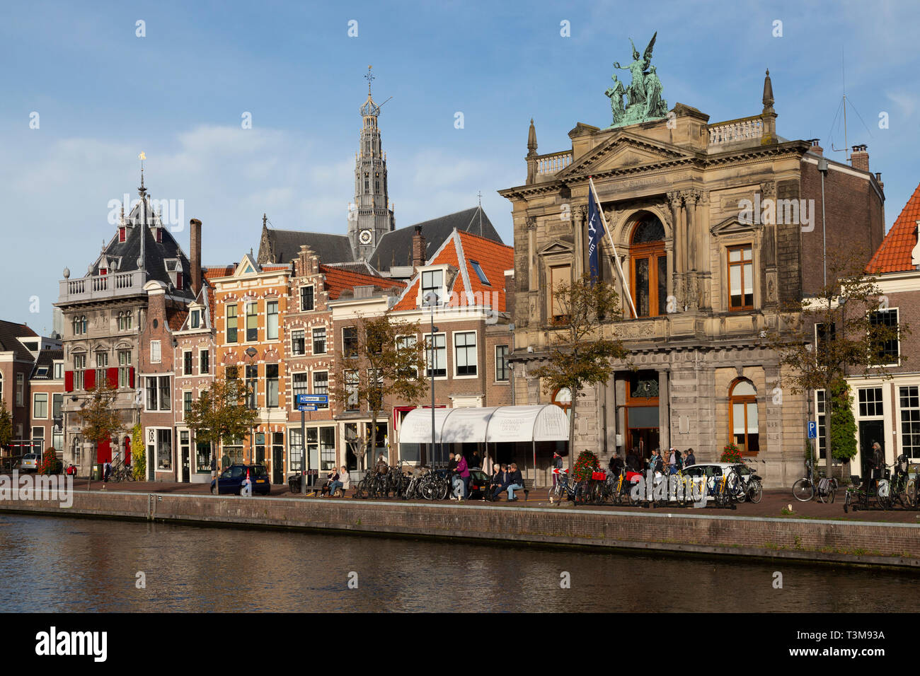 Facade of the Teylers Museum in Haarlem, the Netherlands. The long ...