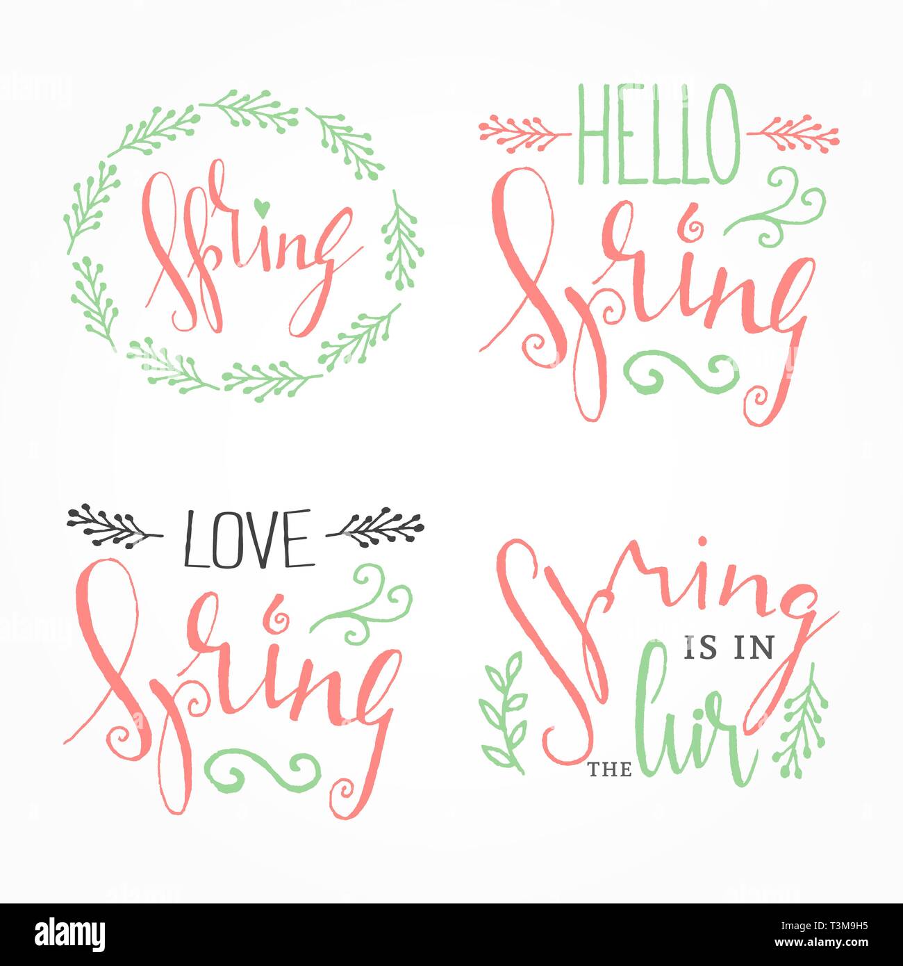 Handwritten calligraphic Spring lettering set Stock Vector Image & Art ...