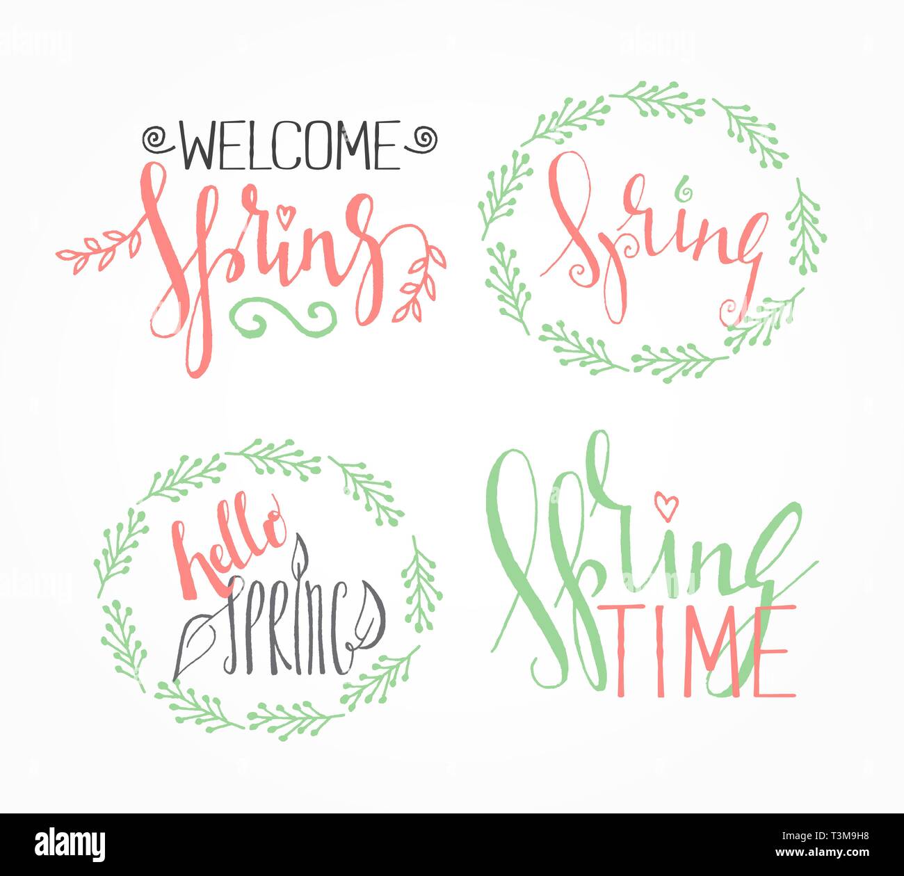 Handwritten calligraphic Spring lettering set Stock Vector Image & Art ...