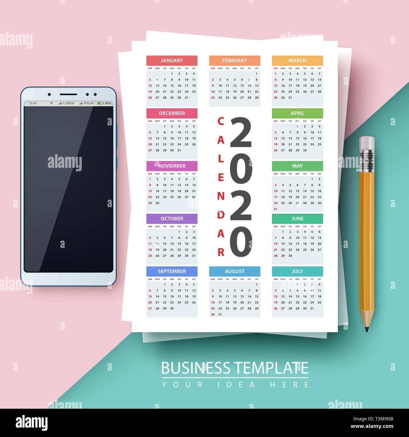 Calendar 2020 Stock Vector Images - Alamy