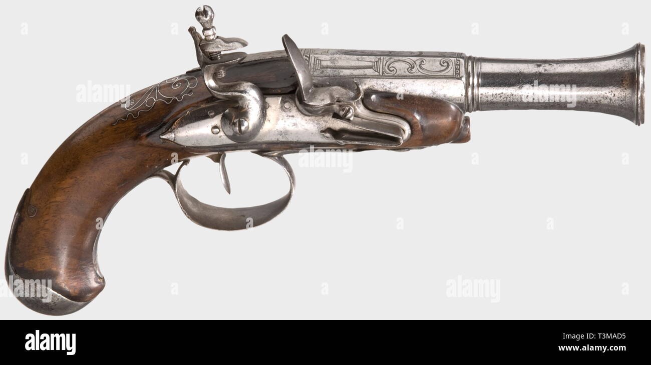 Small arms, pistols, blunderbuss flintlock pistol, Italy, circa 1800 ...