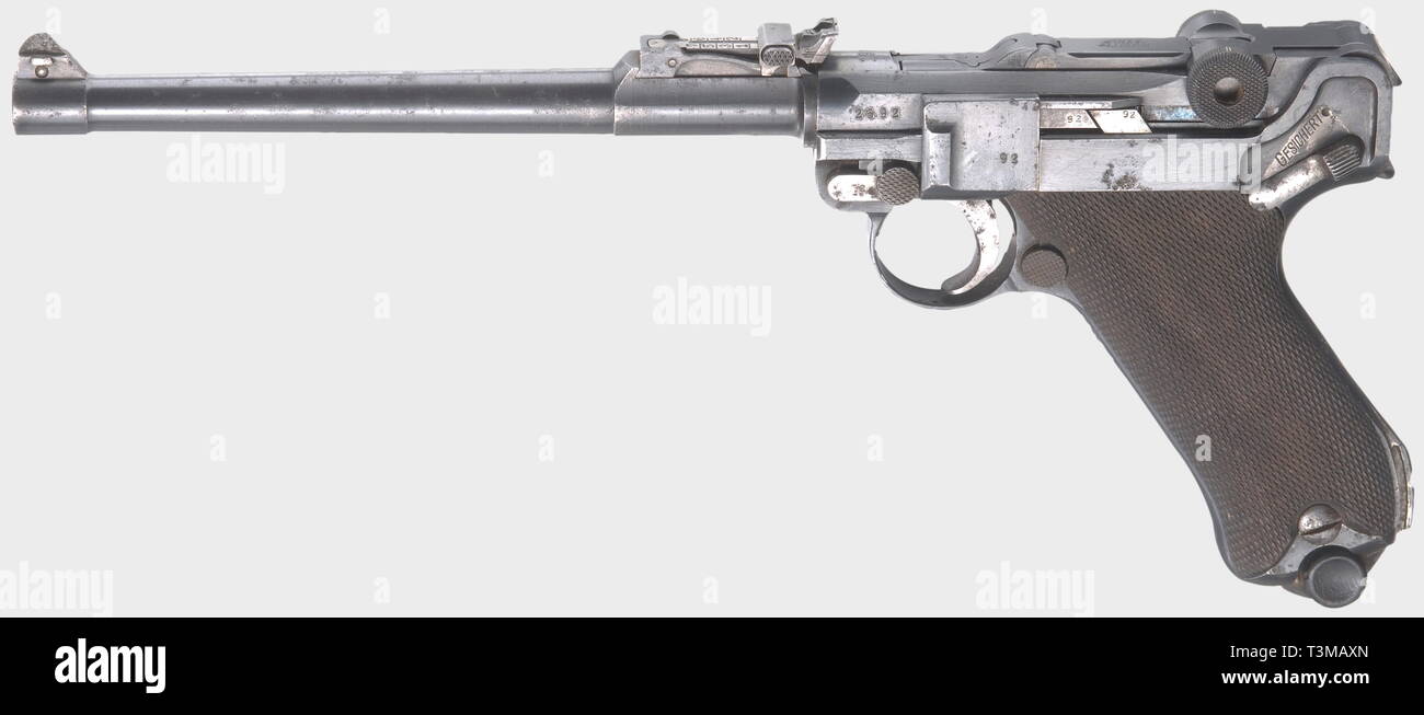 Small arms, pistols, Luger Pistol 08 Parabellum, caliber 9 mm ...