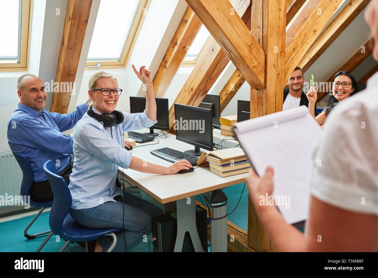 Company employees working in software hi-res stock photography and ...