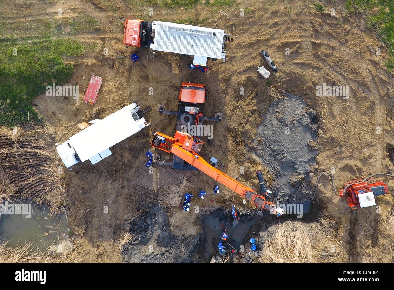 Repair of the gas pipeline section passing through the water channel ...