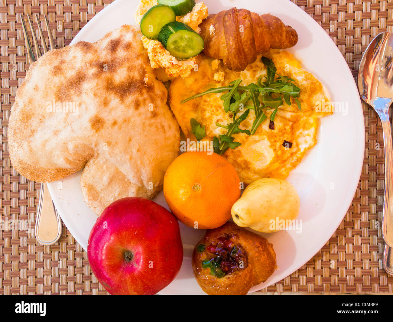 Fresh and delisious breakfast in outdoor cafe at european city Stock ...