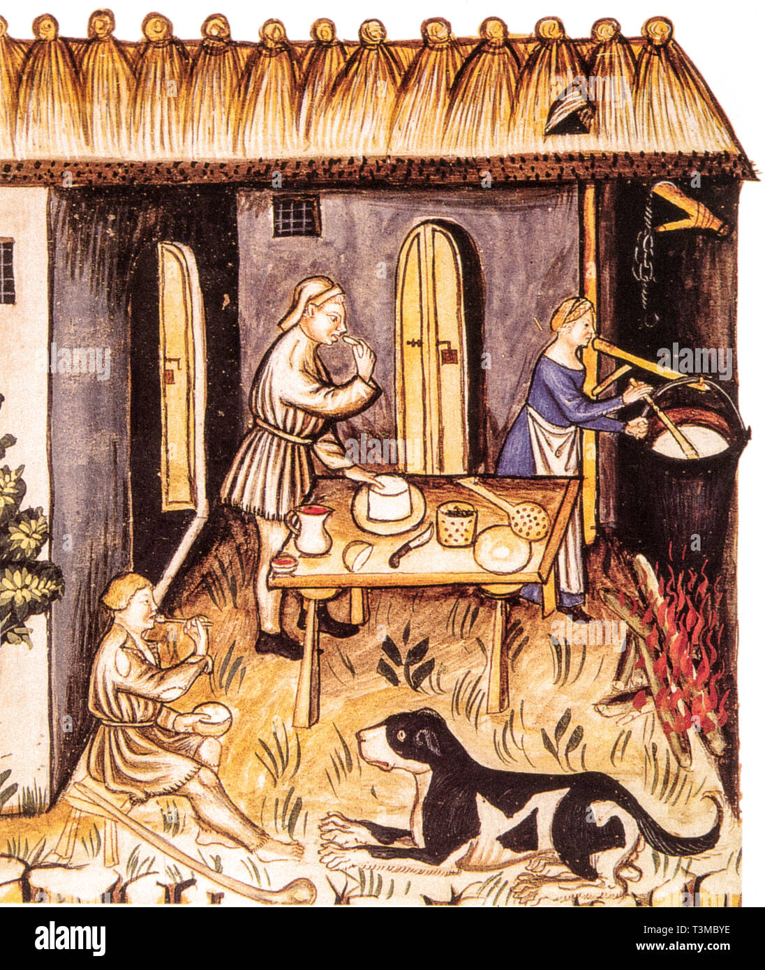the manufacture of the cheese under the roof attached to a medieval ...