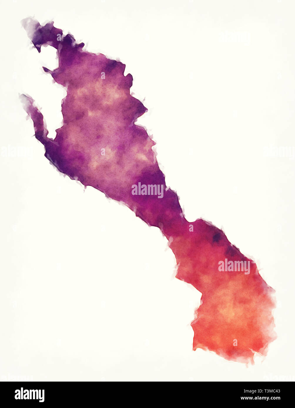 Vlore watercolor county map of Albania Stock Photo - Alamy