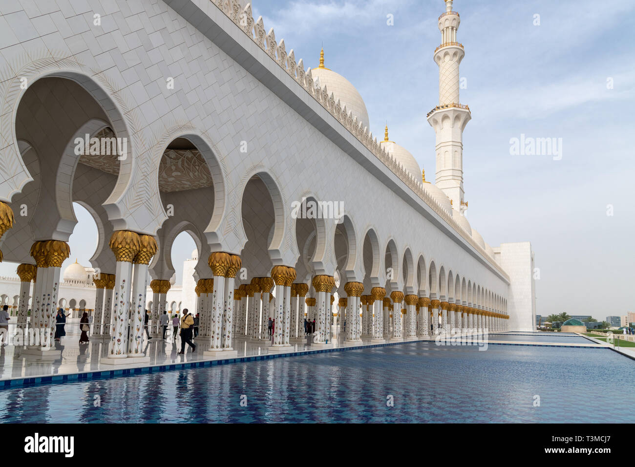 Abu Dhabi, UAE - March 31. 2019. Colonnade with floral ornament of ...