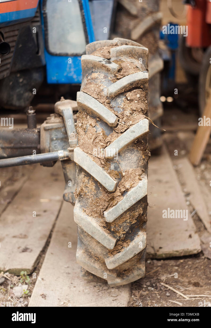 closeup of tractor wheel with dirt Stock Photo - Alamy