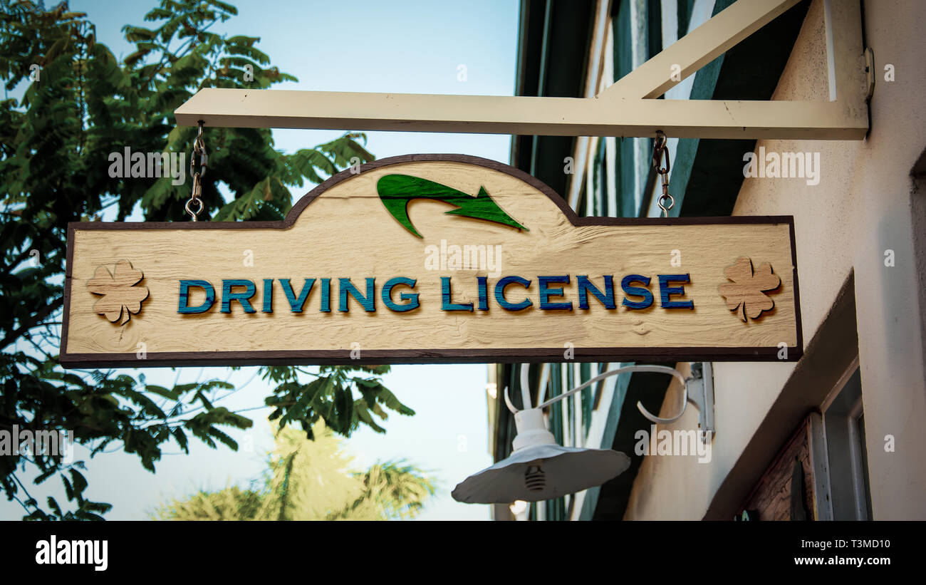 Street Sign DRIVING LICENSE Stock Photo - Alamy