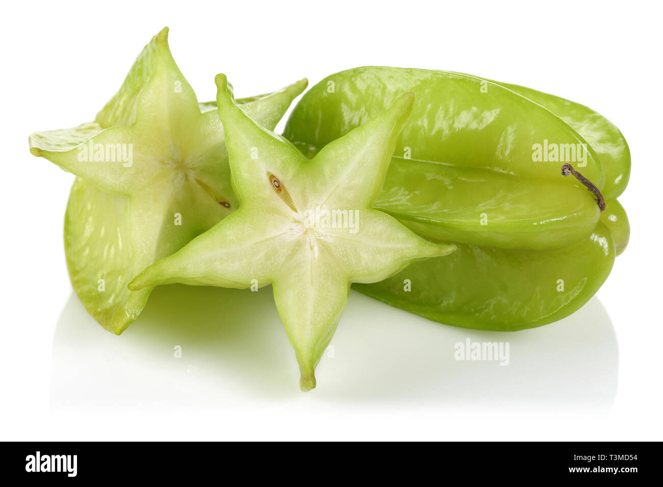 Fresh Star fruit and slices isolated on white background Stock Photo ...