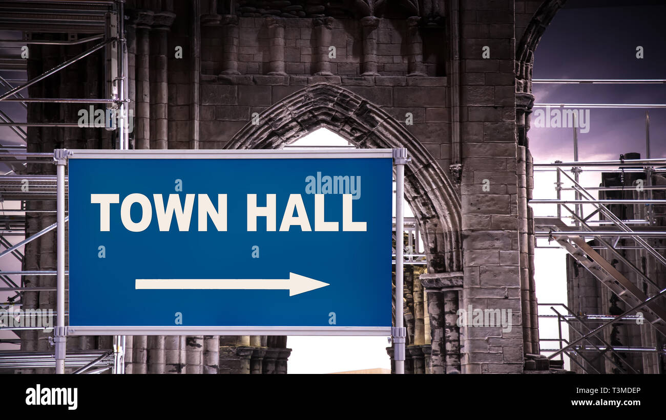 Street Sign Town Hall Stock Photo - Alamy
