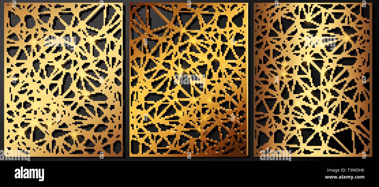 Luxury golden triangle grid, cobweb. VIP design vector illustrations ...