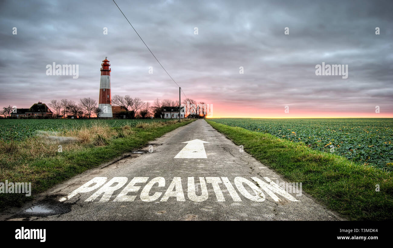 Street Sign to Precaution Stock Photo - Alamy