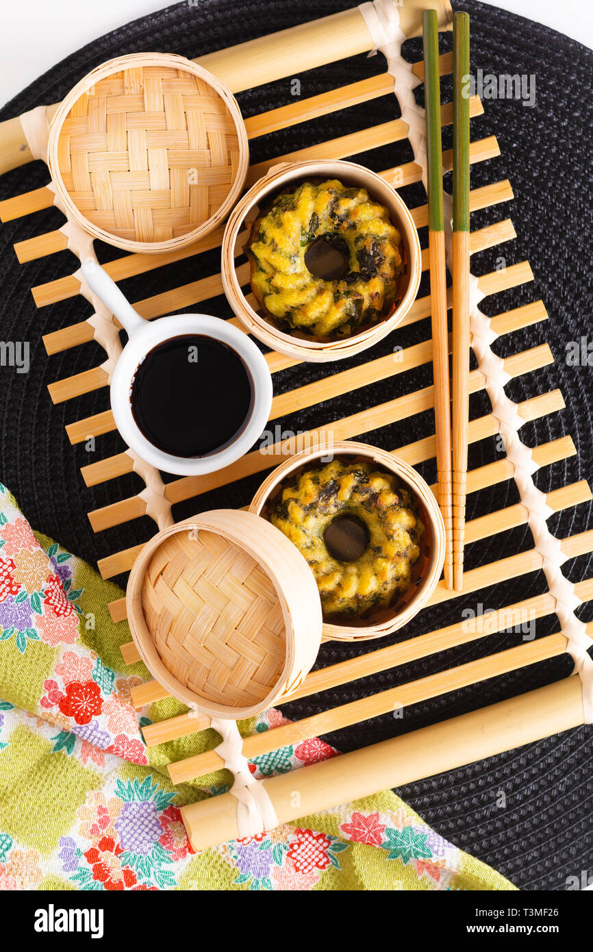 Asian Food concept homemade Dim Sum fried steamed garlic chives ...