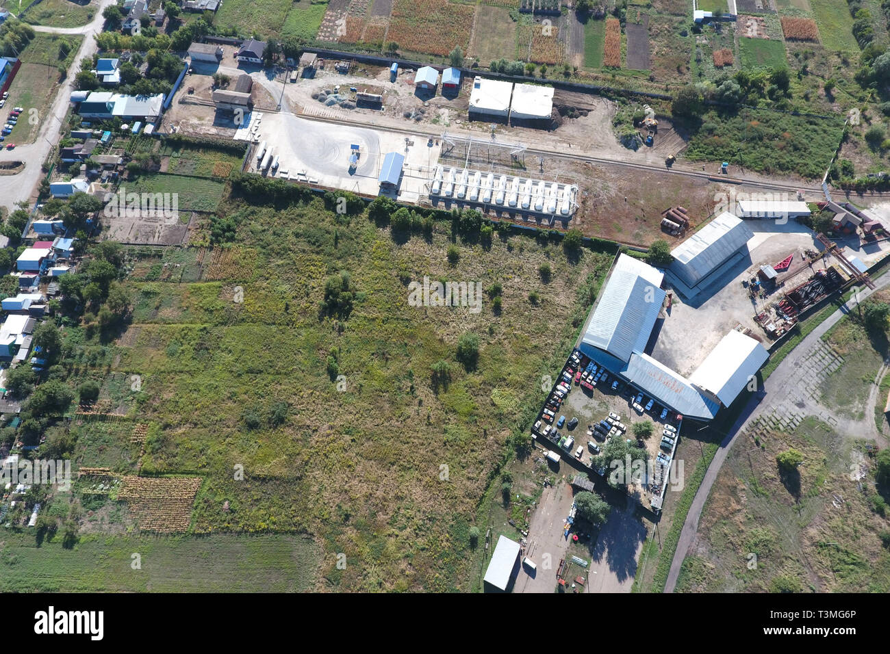 top view of the industrial equipment. Aerophotographing areas Stock ...