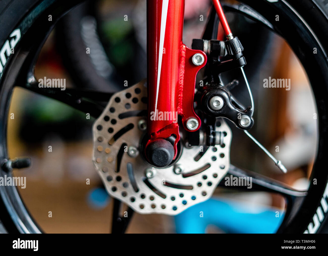 Bycicle racing brake system with polished rotor and black caliper Stock ...