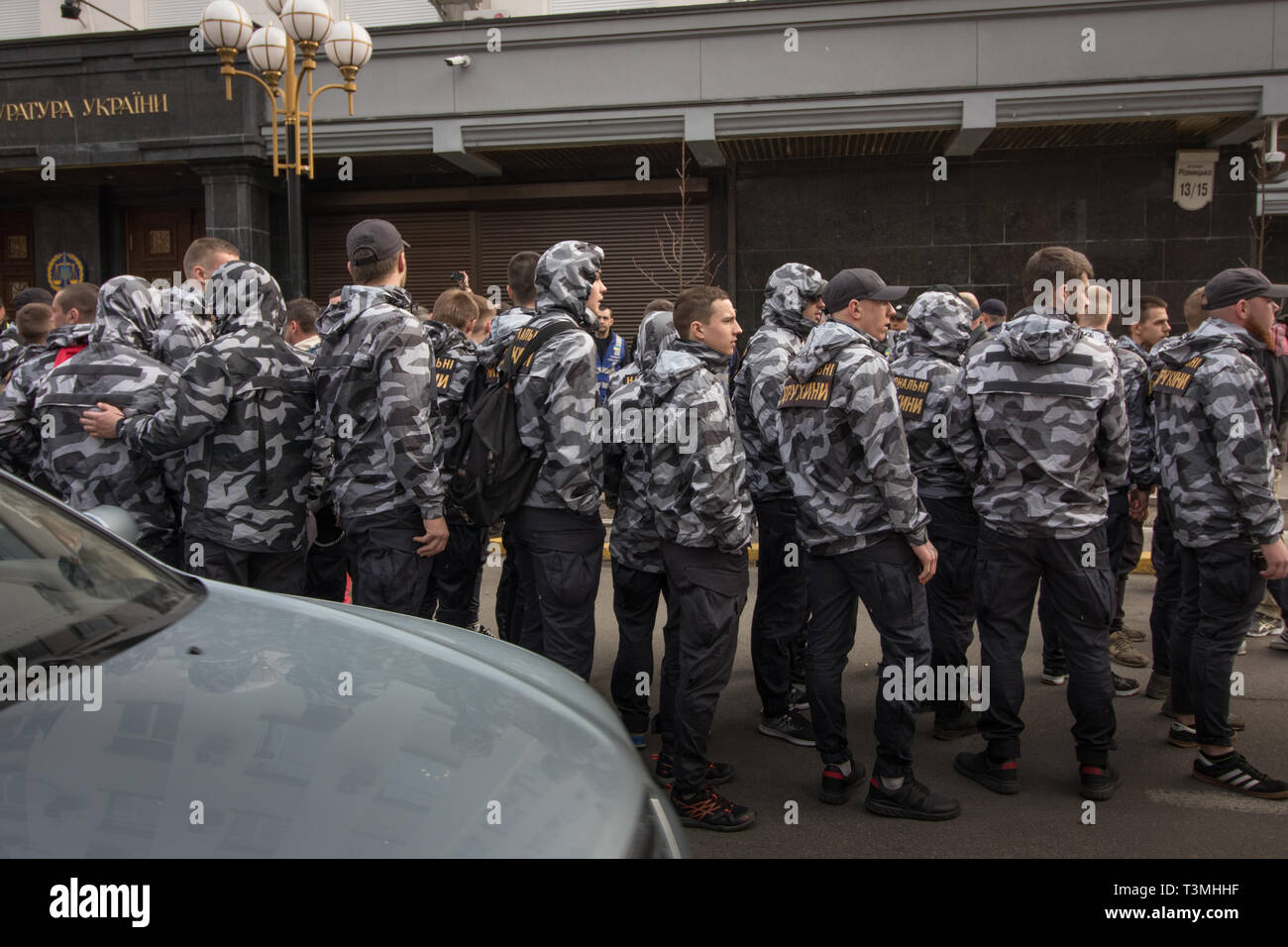 Kyiv, Ukraine. April 9, 2019. Activists and supporters of the National ...