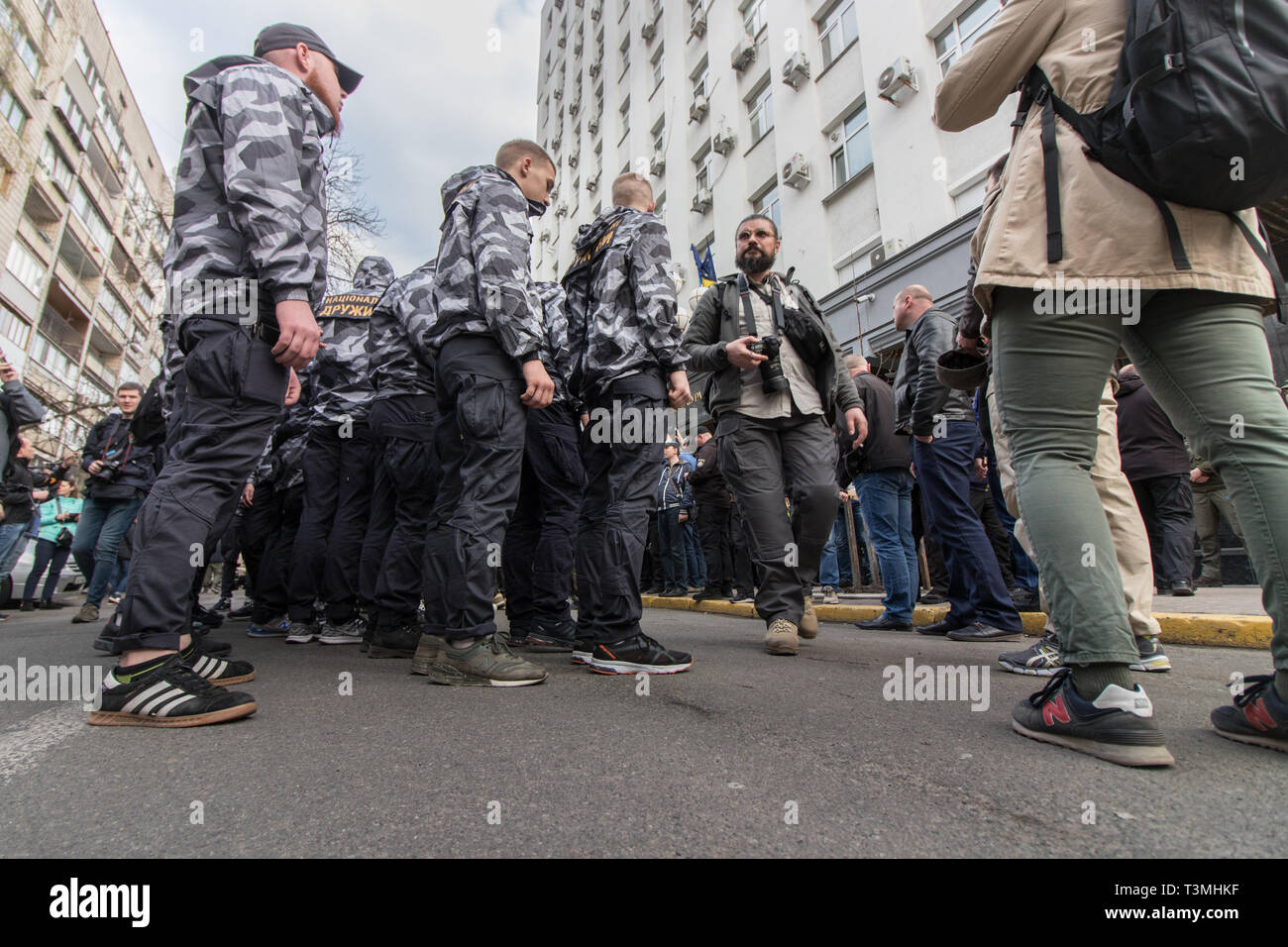 Kyiv, Ukraine. April 9, 2019. Activists and supporters of the National ...
