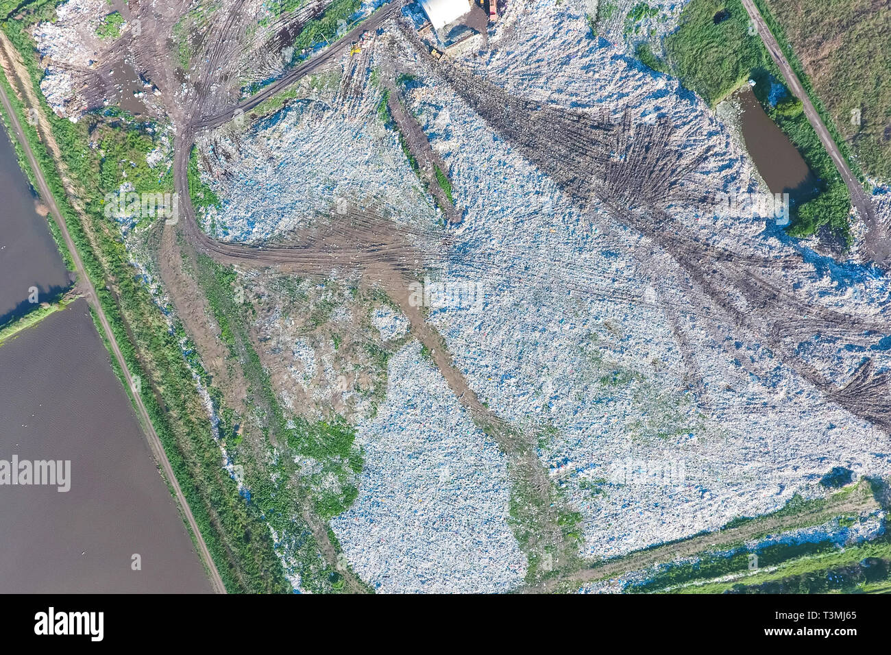 View landfill bird's-eye view. Landfill for waste storage. View from ...