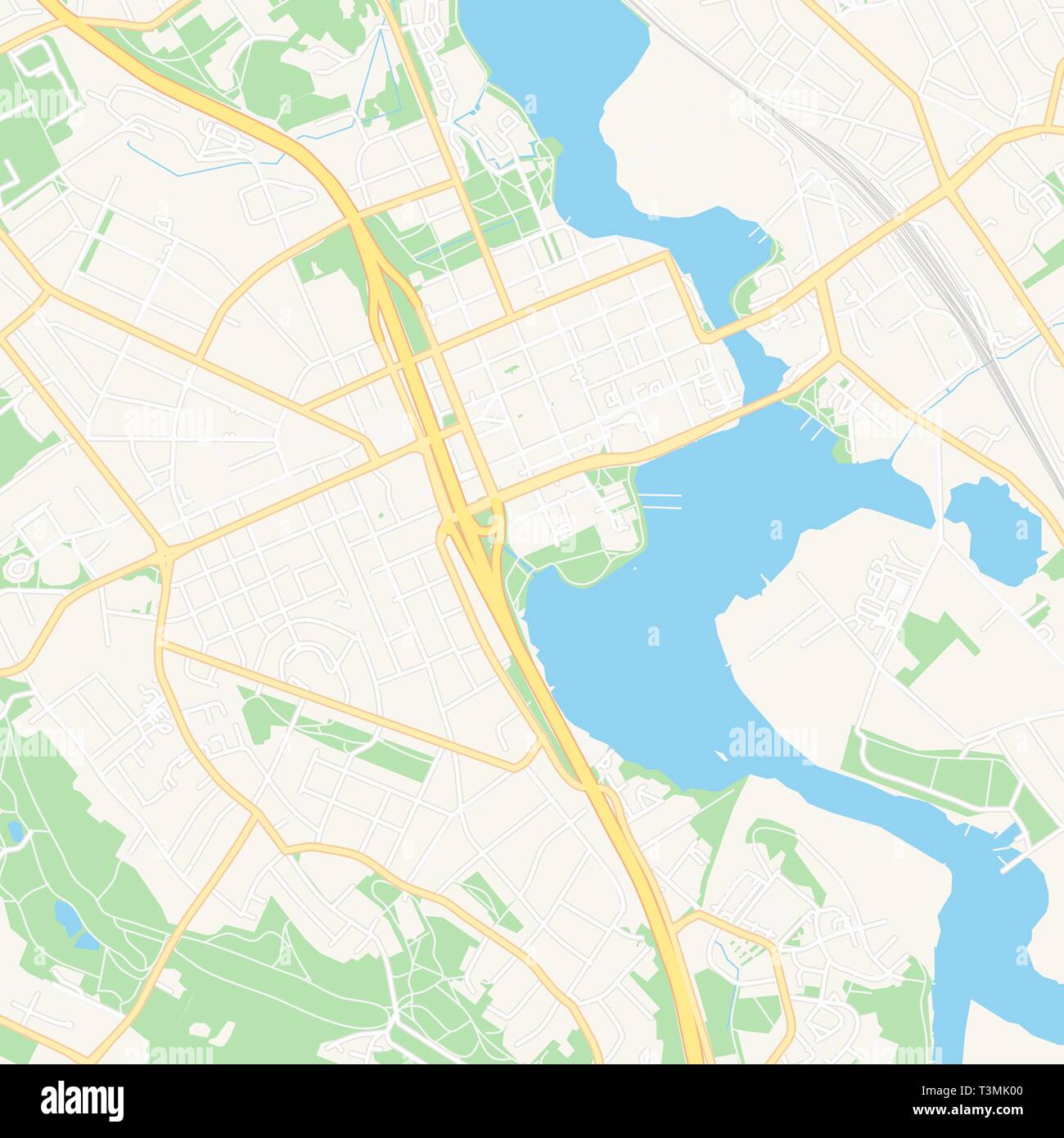 Printable map of Hameenlinna, Finland with main and secondary roads and ...